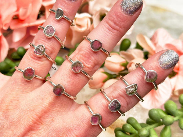 925 Sterling Silver Black Watermelon Tourmaline Rings – Contempo Crystals