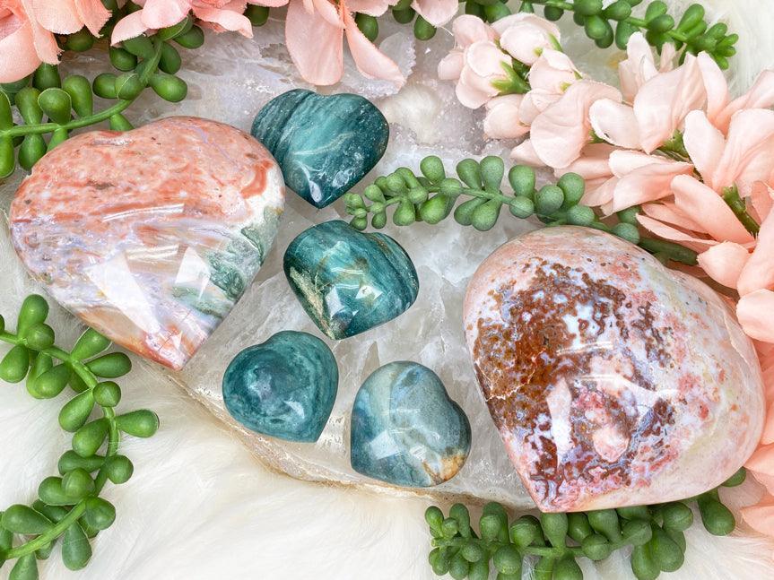 Ocean Jasper Hearts - Pinks & Teals – Contempo Crystals